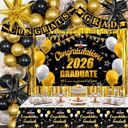 Amazon.com: Nigifter Graduation Decorations 2026, 71PCS Gold Themed Set ...