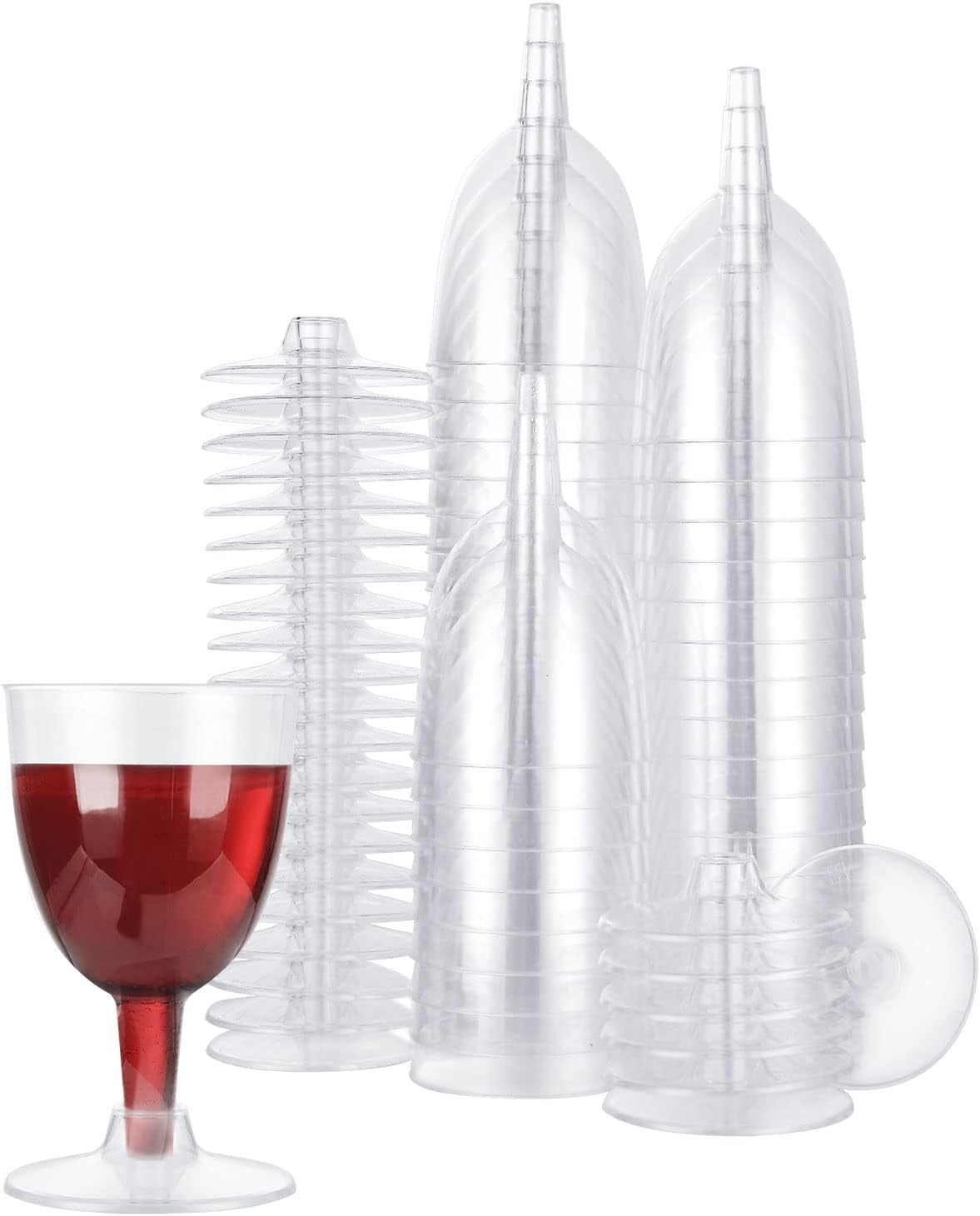 MATANA 96 Clear Hard Plastic Wine Glasses (180ml) - Elegant, Sturdy ...