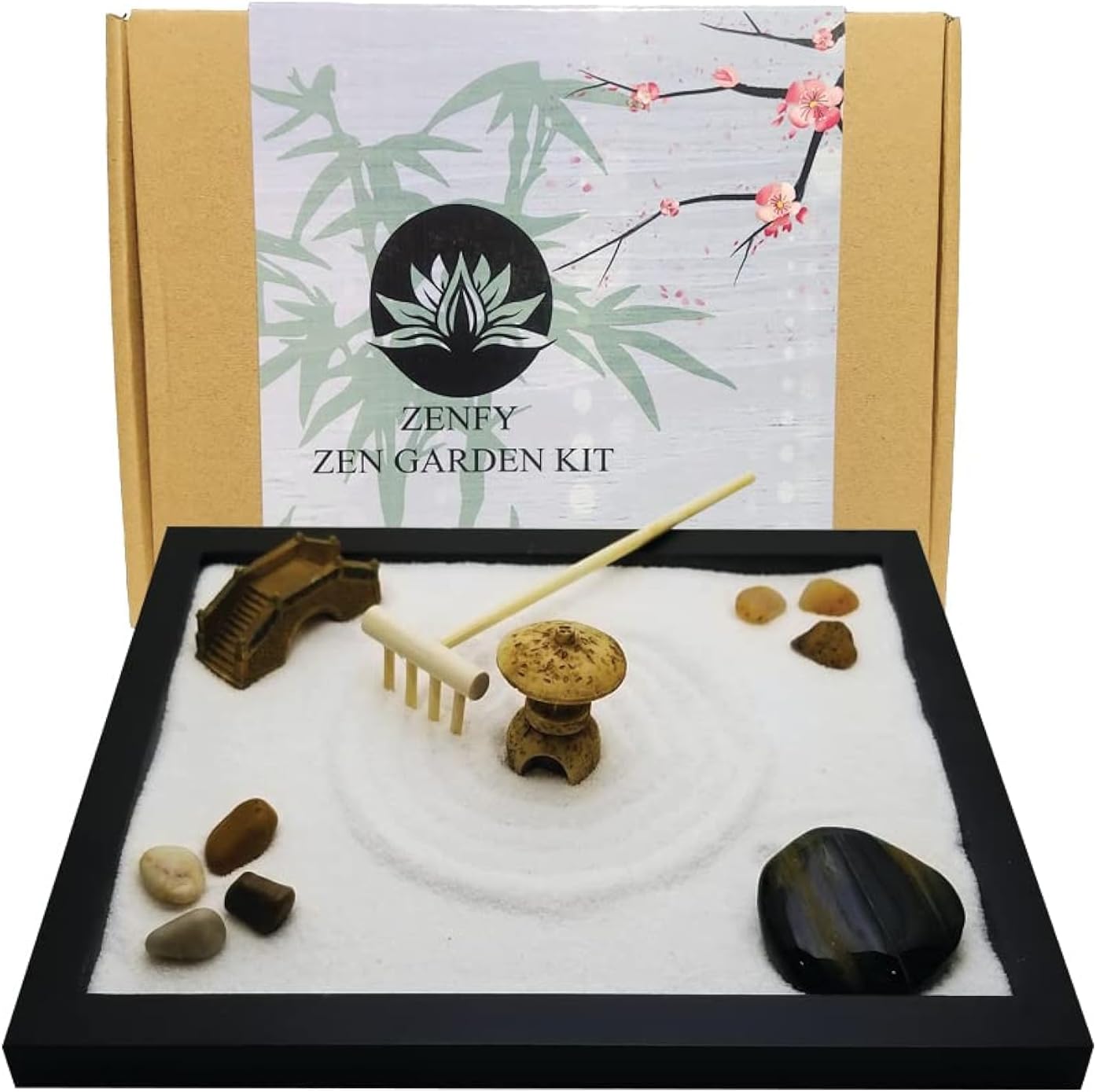 Amazon.com: Zen Sand Garden for Desk with Rake, Rocks and Figures ...