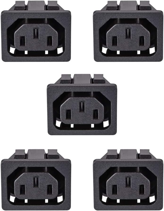 uxcell C13 Panel Mount Plug Adapter 250V AC 10A 3 Pins IEC Inlet Module ...