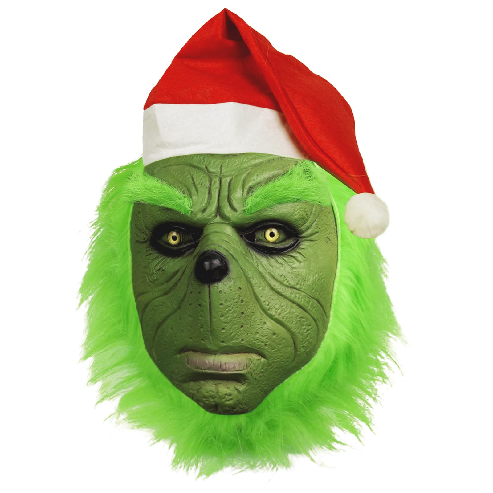MAKEATREE Christmas Green Thief Monster Mask, Full Face Latex Mask ...