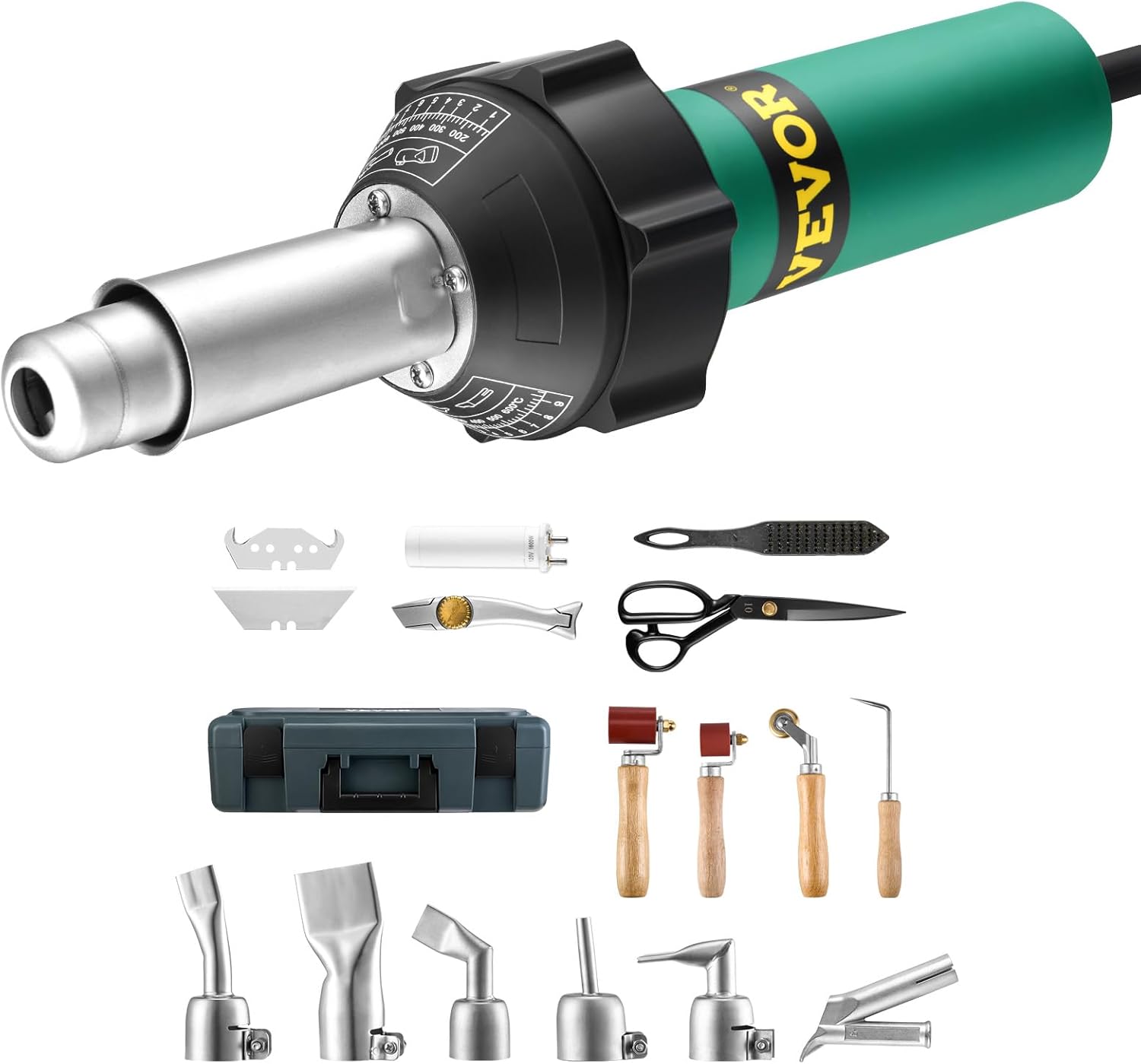 VEVOR Hot Air Plastic Welder, 1600W Hot Air Torch Pistol, 122-1112℉ PVC ...