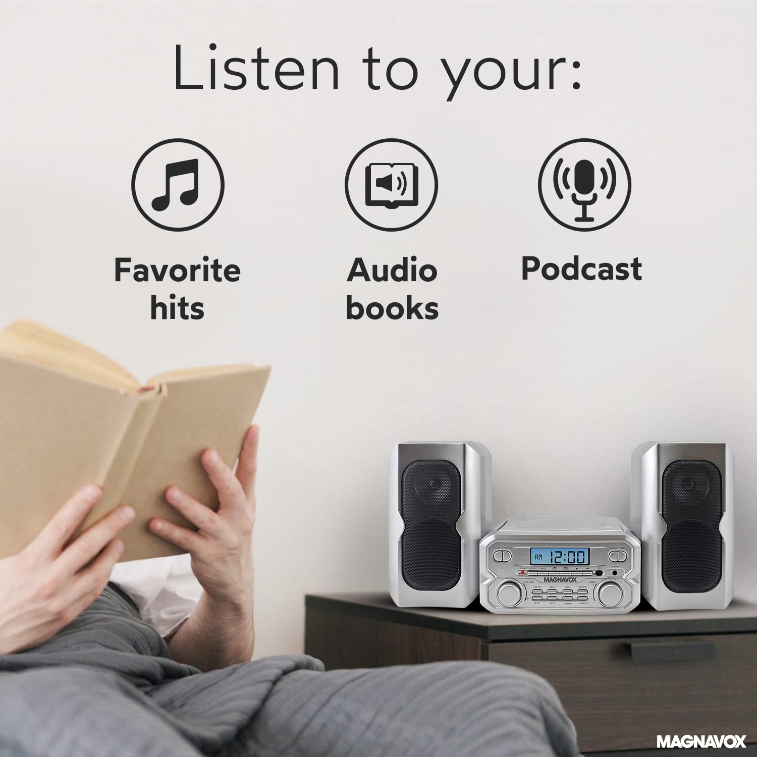 Magnavox MM435M-SL 3-Piece Compact CD Shelf System with Digital FM ...