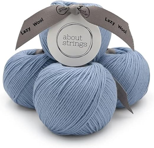 Amazon.com: About Strings Lazy Wool - Soft Merino Cotton Blend Yarn, DK ...
