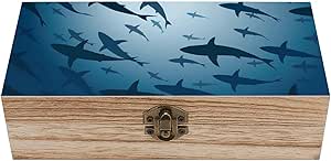 Amazon.com: Cruising Sharks from Below Wood Box Jewelry Storage Boxes ...