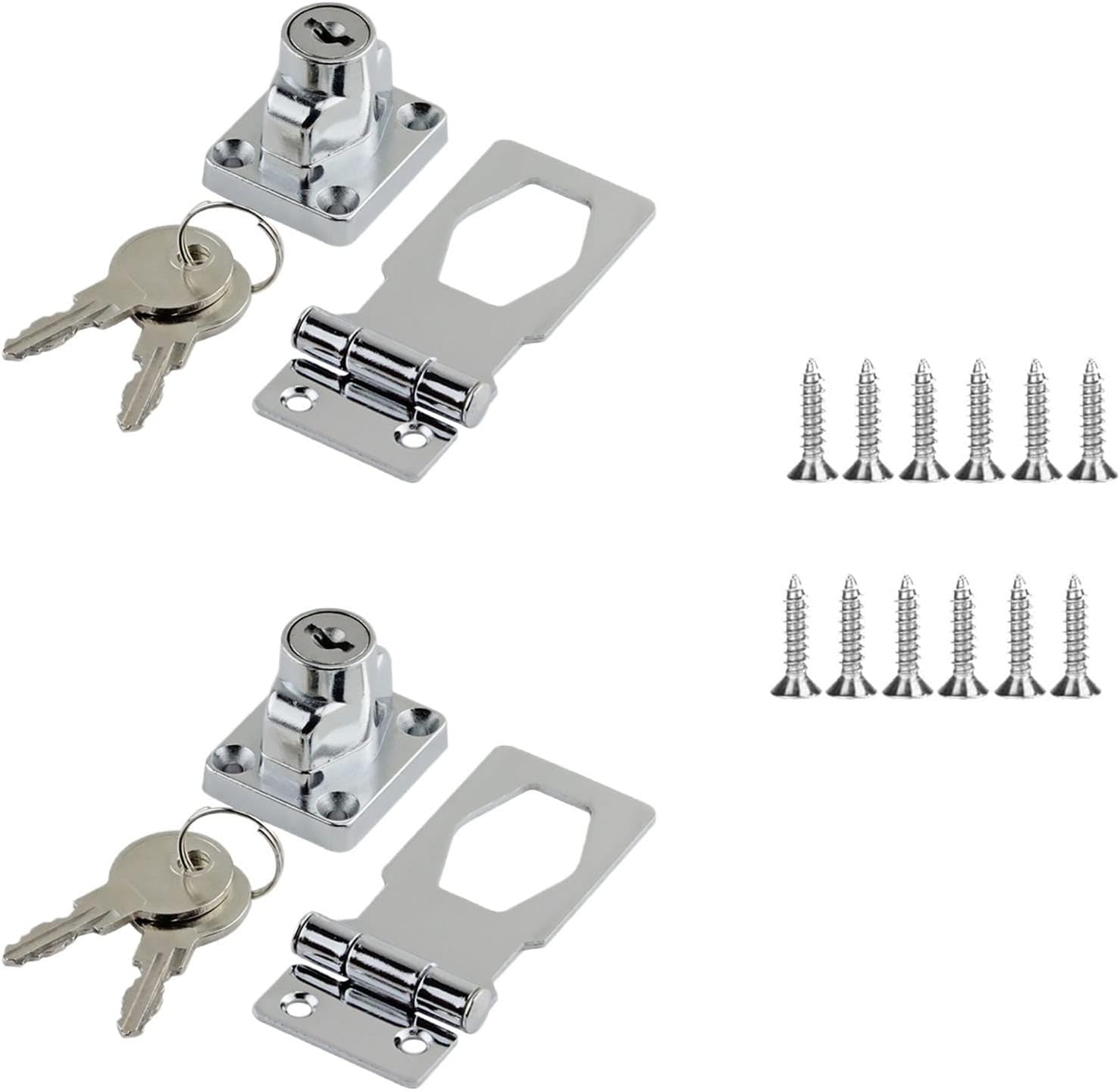 2 Sets Safety Metal Door Latch Locks Keyed Hasp Locks 90 Degrees Door ...