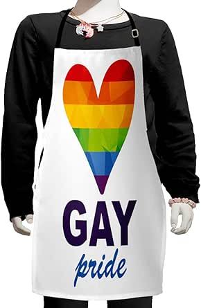 Amazon.com: Ambesonne Pride Apron, Polygonal Gay Rainbow Heart with ...