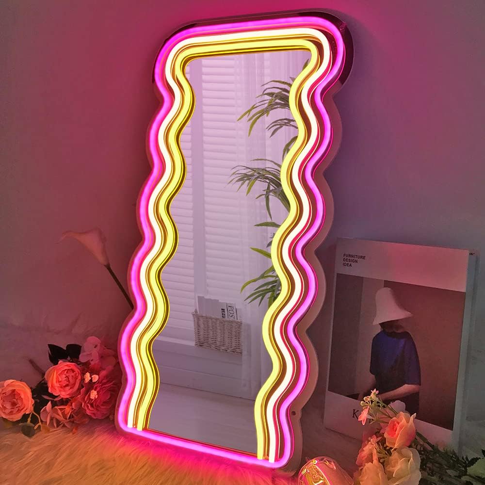 Amazon.com: jXIN Wavy Mirror Neon Signs for Wall Decor, 21.3"x 10.6 ...