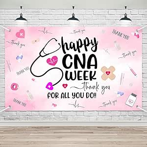 Amazon.com: Lofaris Happy CNA Week Banner 70.8x43.3in Pink Nurse ...