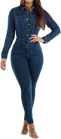 Amazon.com: Overol de mezclilla vintage para mujer, diseño de mezclilla ...