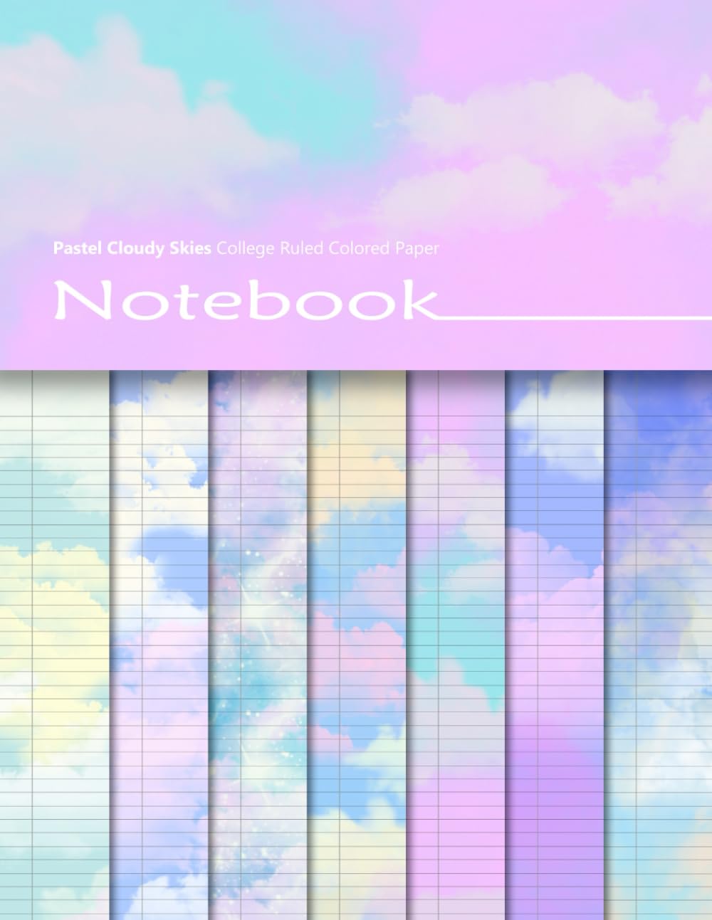 Pastel Cloudy Skies College Ruled Colored Paper Notebook: Pink Clouds ...
