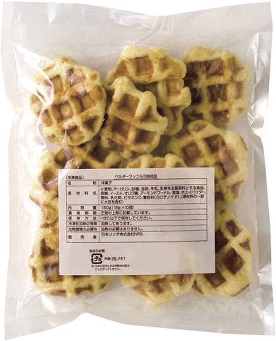 Amazon.co.jp: [冷凍] ニップン 業務用 NベルギーワッフルS焼成品 180g(18g×10個)×2袋 : 食品・飲料・お酒