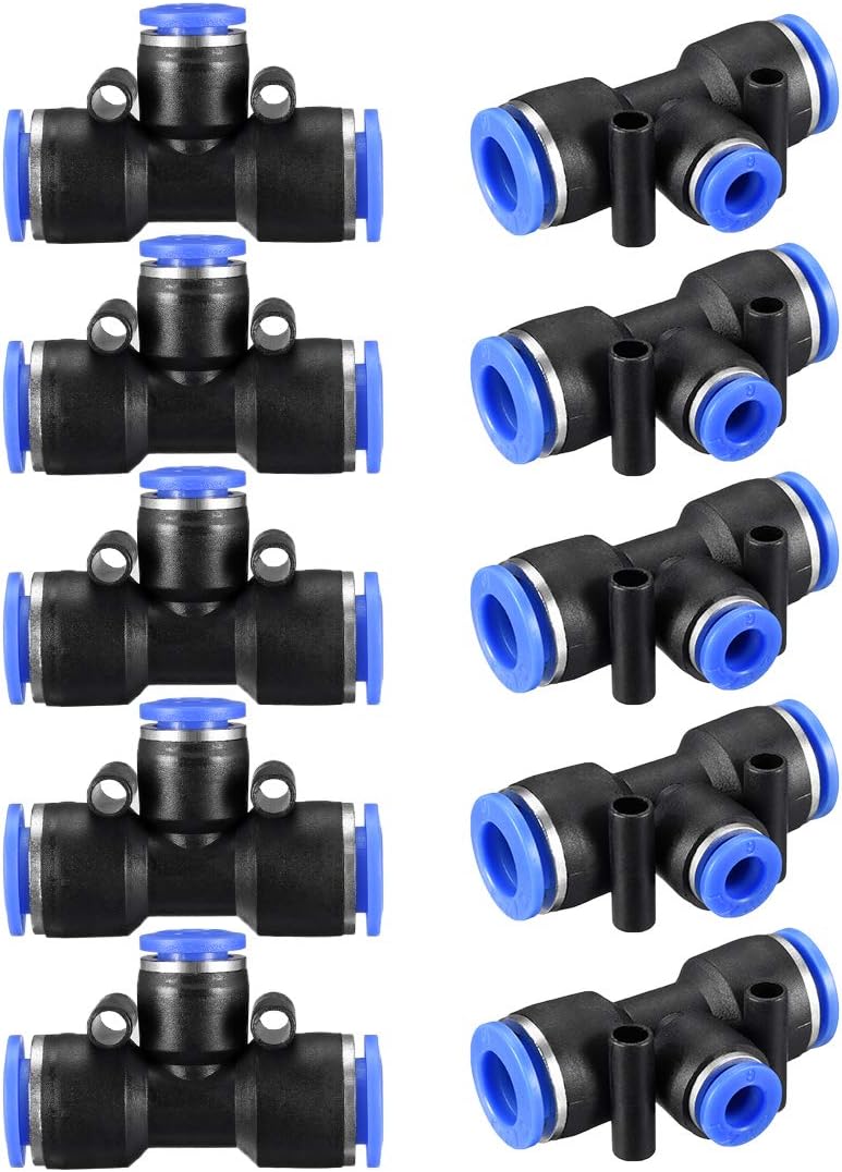 sourcing map Plastic Tee Push to Connect Tube Fittings 25/64" -15/64 ...