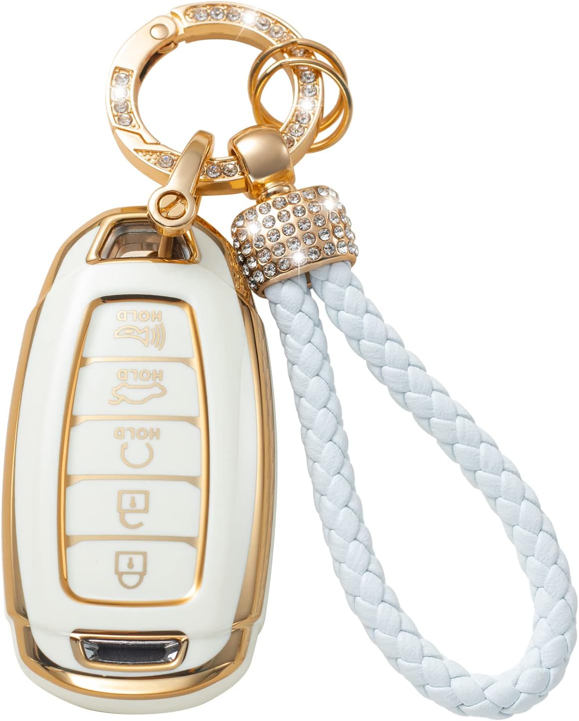 Amazon.com: CACARLIKE for Hyundai Key Fob Cover with Leather Lanyard ...