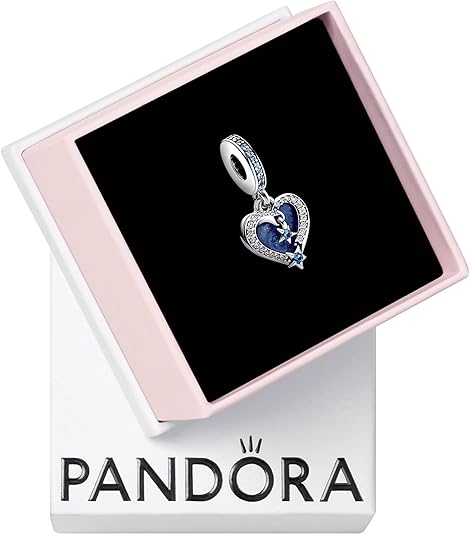 Amazon.com: PANDORA Celestial Shooting Star Heart Double Dangle Charm ...
