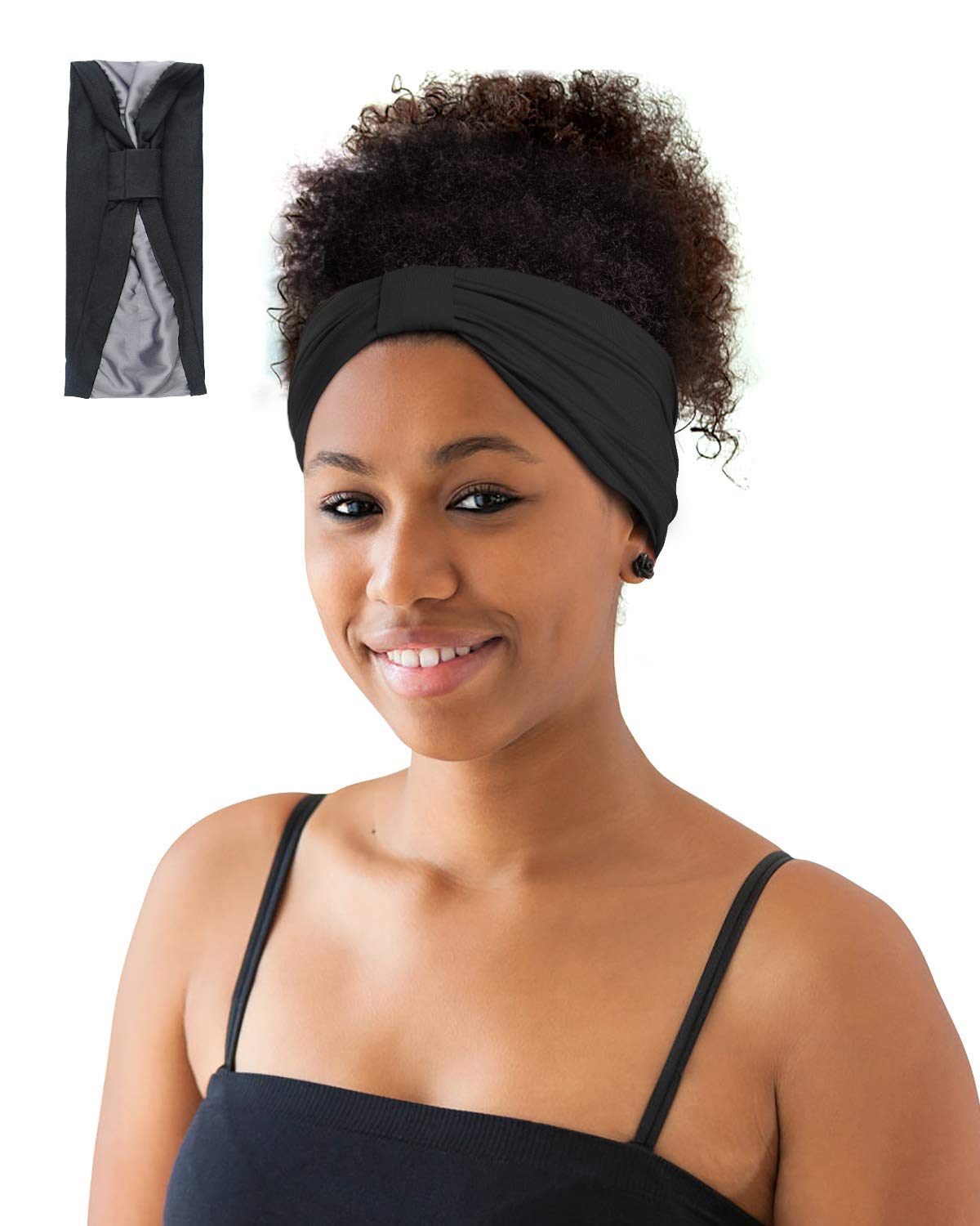 Amazon.com : Satin Lining Headbands for Women Black Thick Hair : Beauty ...