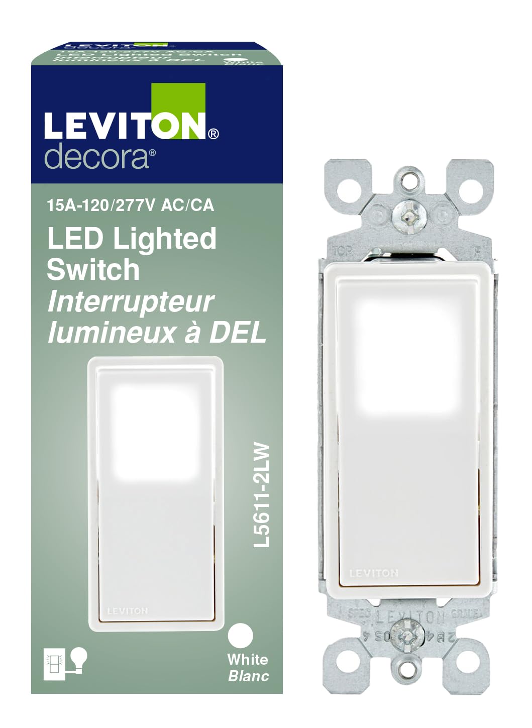 Decora Illuminated Switch Single Pole, White : Amazon.ca: Sports & Outdoors