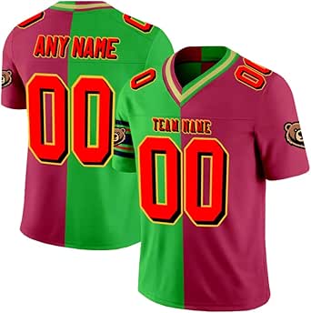 Amazon.com : Custom Football Jersey Colorblock Personalized Team Name ...