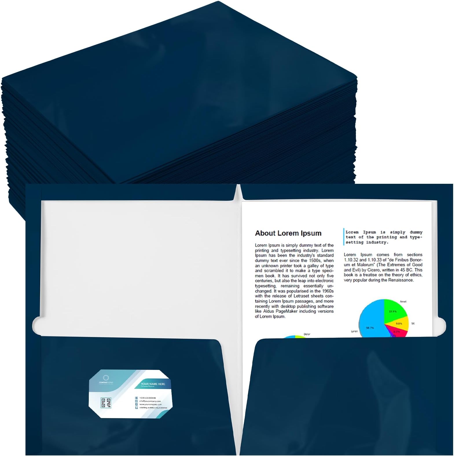 Amazon.com : Yeaqee 100 Pack Folders with 2 Pockets Glossy Laminated ...