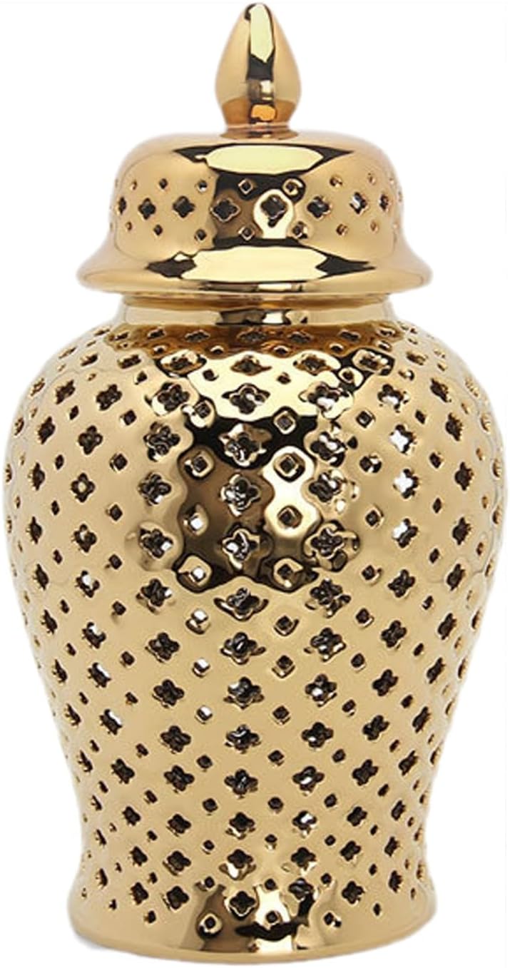 Amazon.com: Obriskus Gold Ginger Jar, Decorative Jars With Lids, Large ...