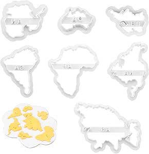 Amazon.com: 7 PACK World Map Shape Cookie Cutters, Cake Decorating ...