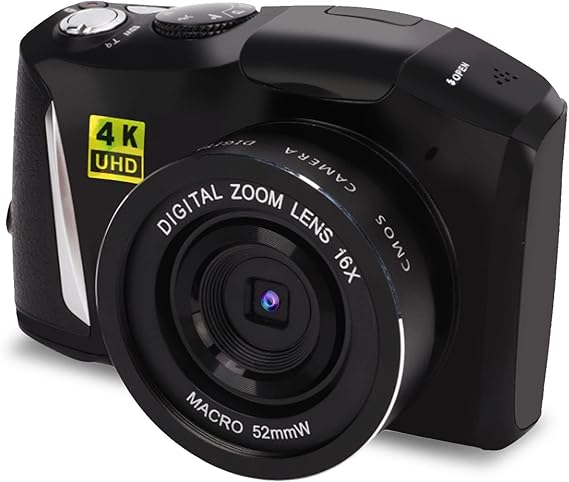 ASHATA 16X Digital Zoom 4K Digital SLR Camera,3.2 inch Screen 48MP Ultra HD Camera with 8 Scene ...