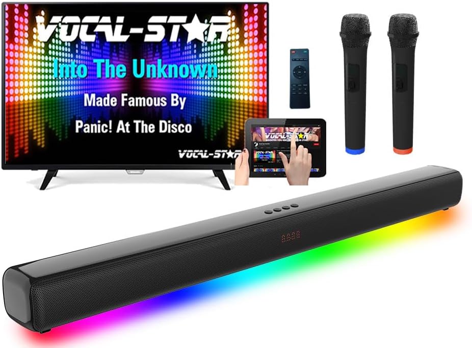 Vocal-Star Karaoke Machine, 300w Soundbar Speaker, 2 Wireless UHF ...