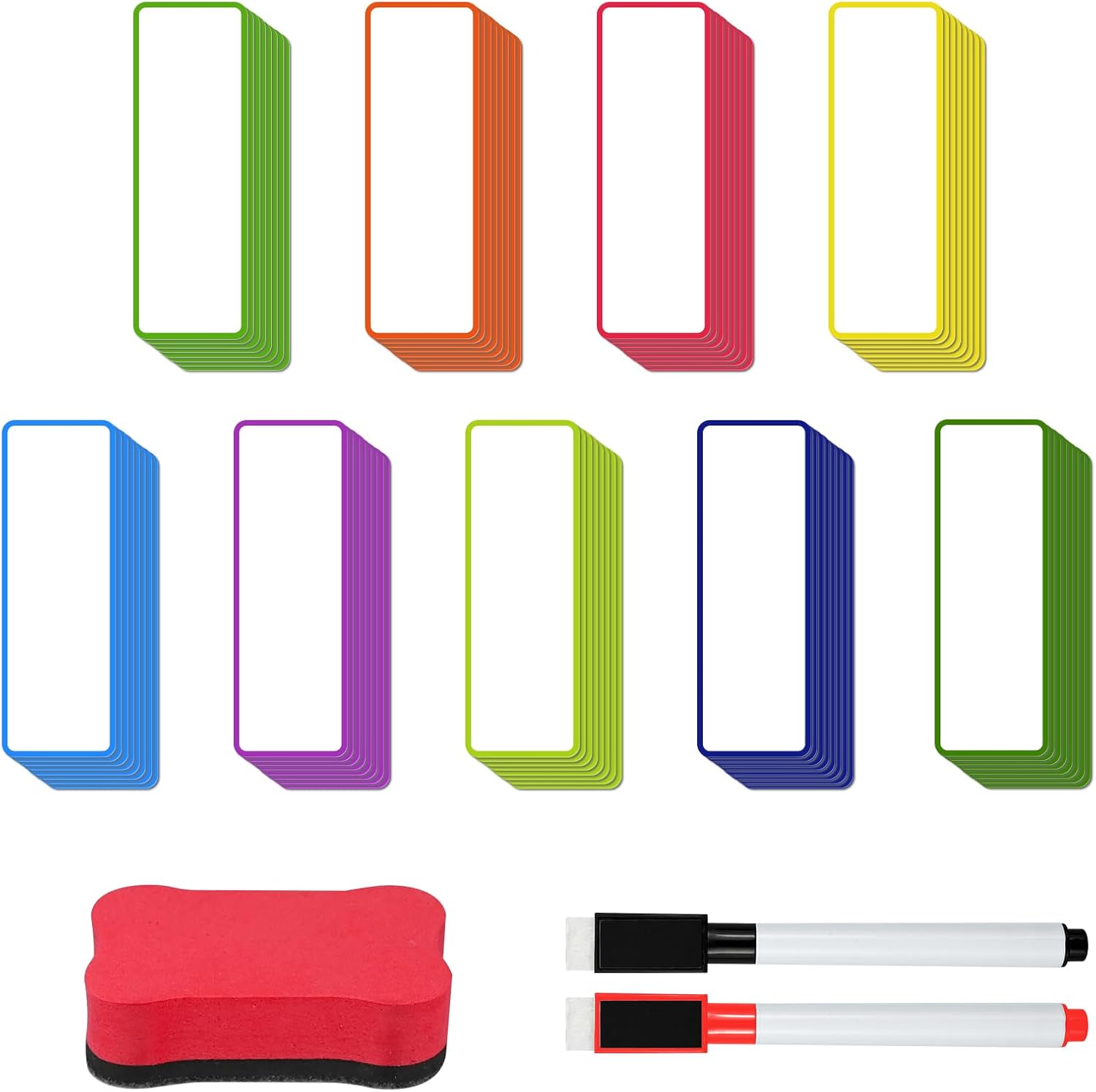 81Pcs Magnetic Labels, 3.14 * 1.18 in Erasable Reusable Magnetic Strips ...