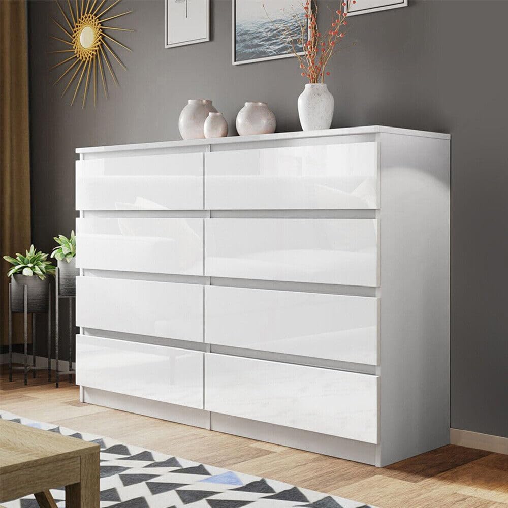 FWStyle Modern Bedroom Furniture Chest of Drawers, Wide 6 Drawer Chest ...