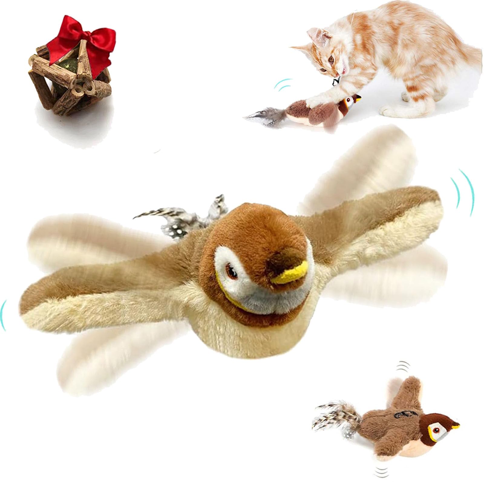 Amazon.com: Interactive Chirping Bird Cat Toy, Flying Interactive ...