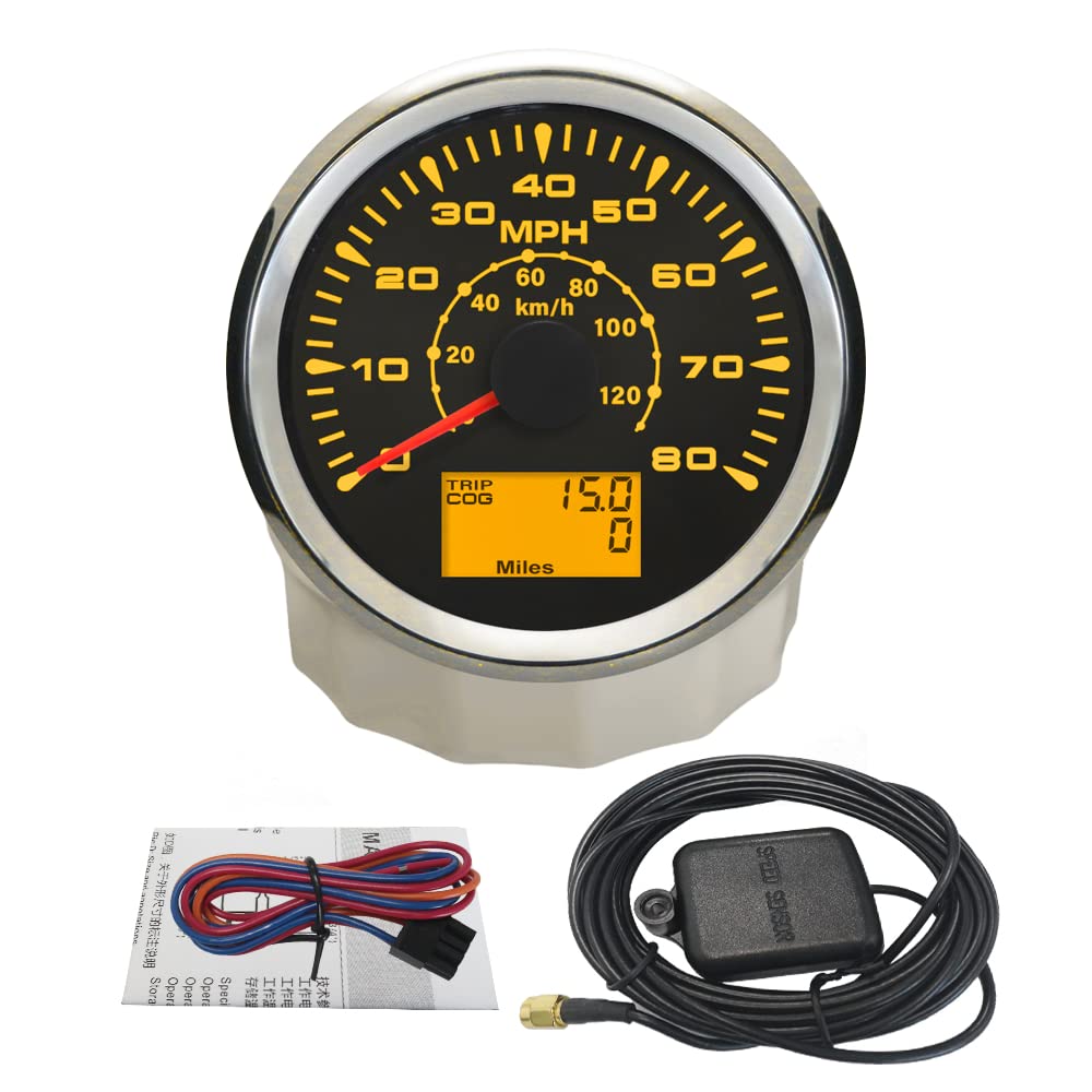 ELING 3 3/8 inch GPS Speedometer Odometer Kit 0-80MPH 0-120KM/H Speed ...
