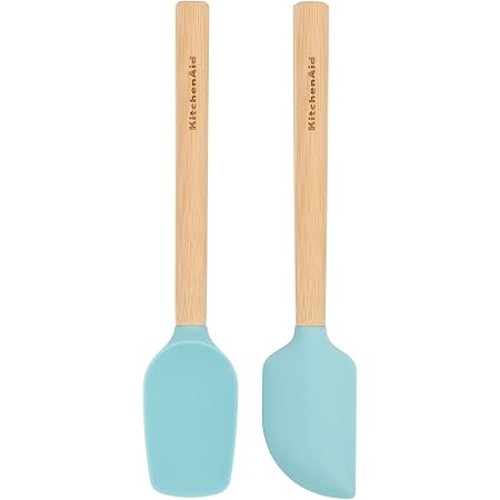 Amazon.com: KitchenAid Classic Bamboo Spatula Set, set of 2, Aqua Sky ...