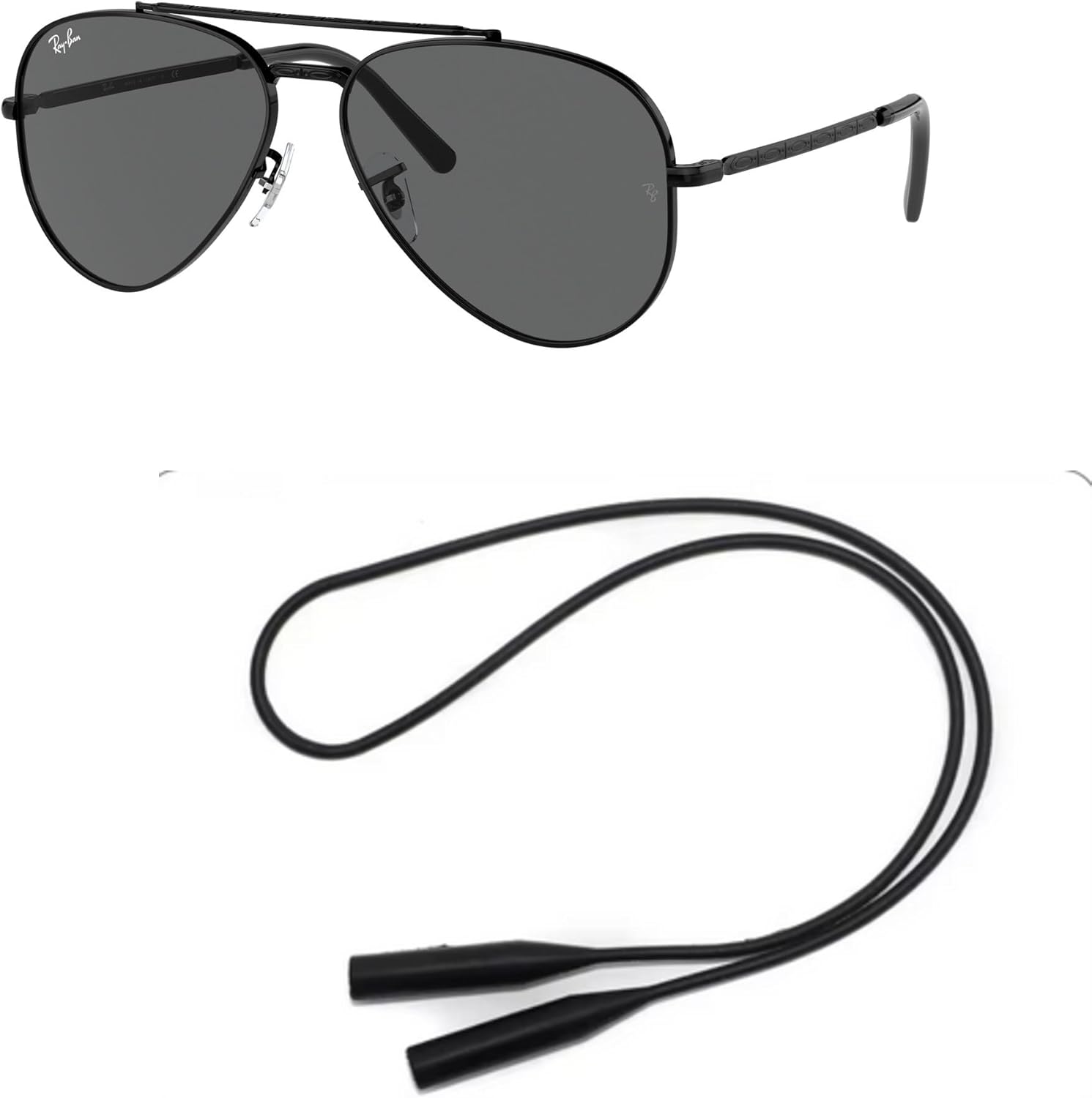 Ray-Ban RB3625 Sunglasses Bundle: RB 3625 002/B1 New Aviator Black Dark ...