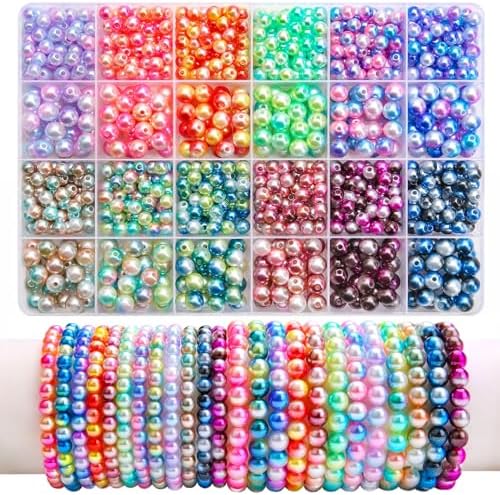 Amazon.com: BONNY BOXX 1020PCs 6 & 8MM Gradient Mermaid ABS Pearl Beads ...