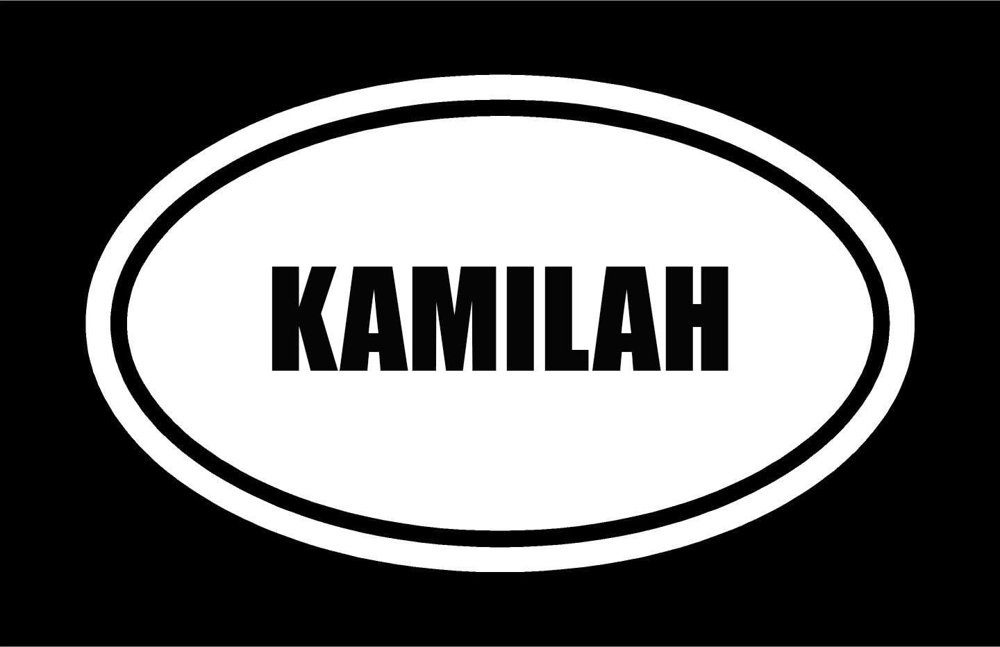 Amazon.com: 3" die cut white vinyl KAMILAH name oval Euro style vinyl ...