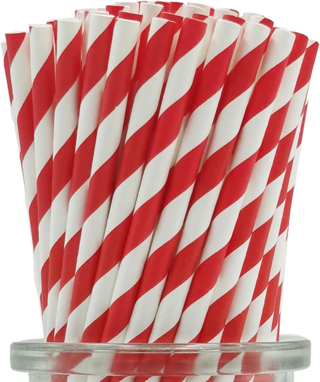 Amazon.com: Uiifan 100 Pcs Red and White Striped Straws Plastic ...