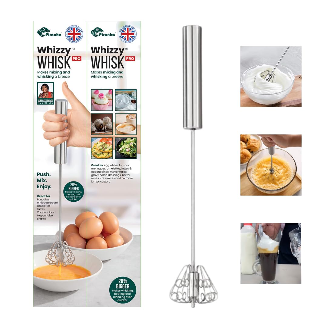Piranha Whizzy Whisk Pro Steel Effortless Whisking Mini Manual Whisk ...