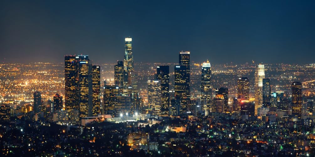Amazon.com : AOFOTO 6x3ft Los Angeles Night View Backdrop US California ...