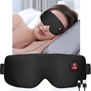 Heated Eye Mask Cordless for Dry Eyes, USB Eyes Heating Pad, Rechargeable, Real Silk, Sleep Mask ...