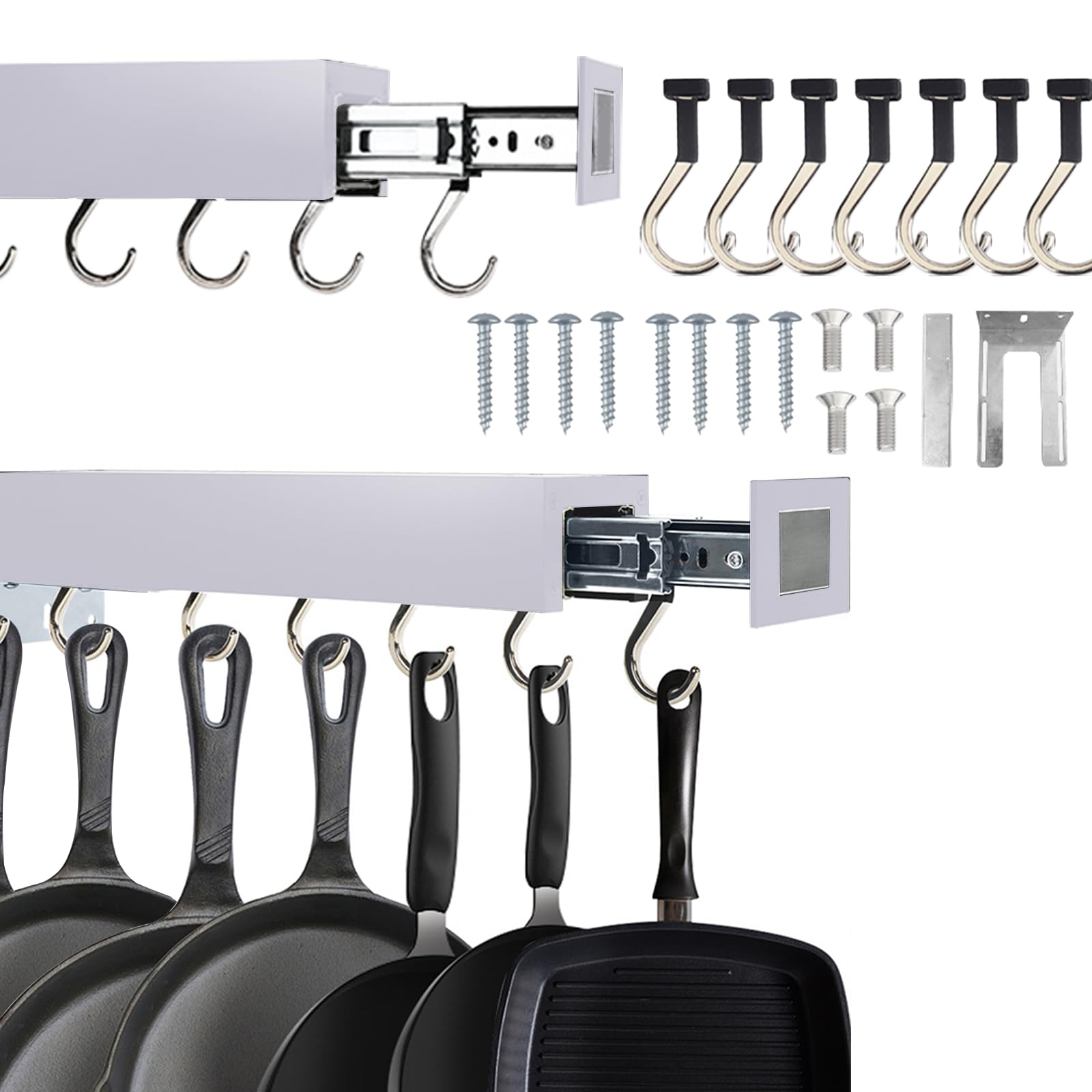 Amazon.com: HEVOY Pull Out Pot Racks, Pot and Pan Organizer with Hooks ...