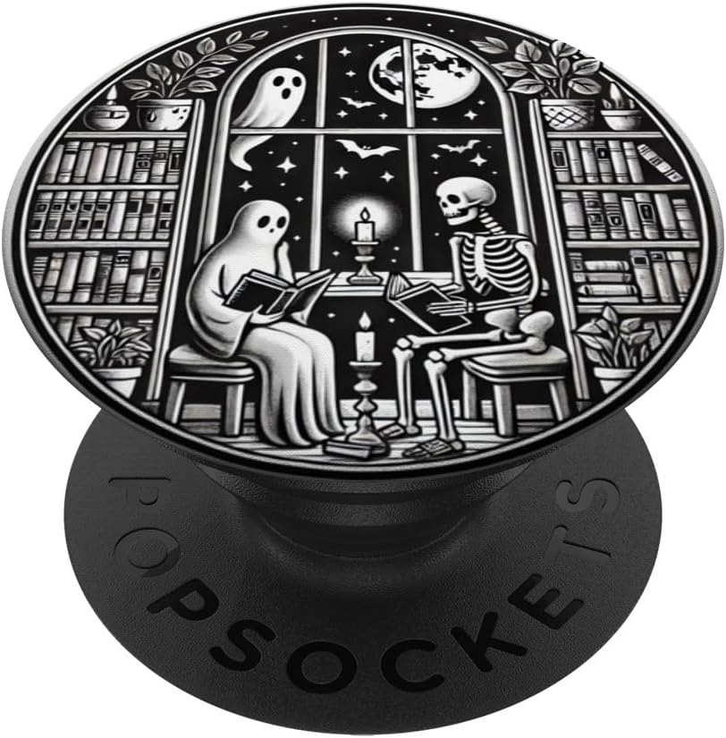 Amazon.com: Spooky Ghosts Reading Books Library Bookworm Retro Bookish ...