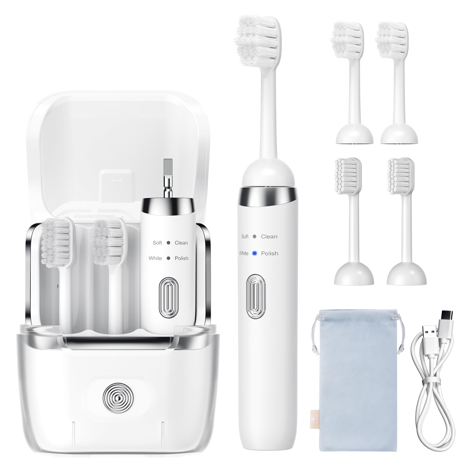 Amazon.com: Niceble Portable Sonic Electric Travel Toothbrush Kit- 4 ...