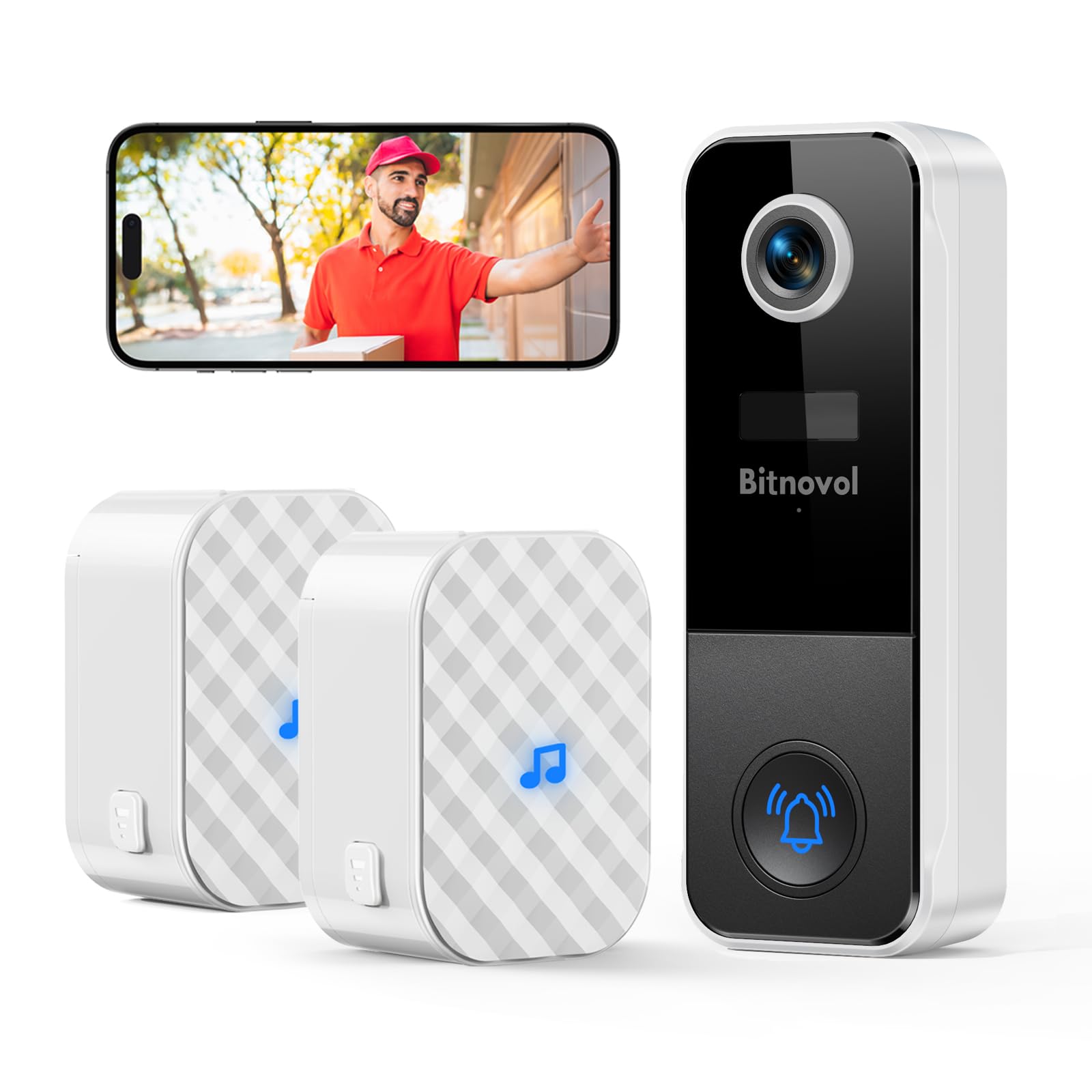 Amazon.com: 2K Doorbell Camera Wireless(2 Chimes Included) - 4MP ...