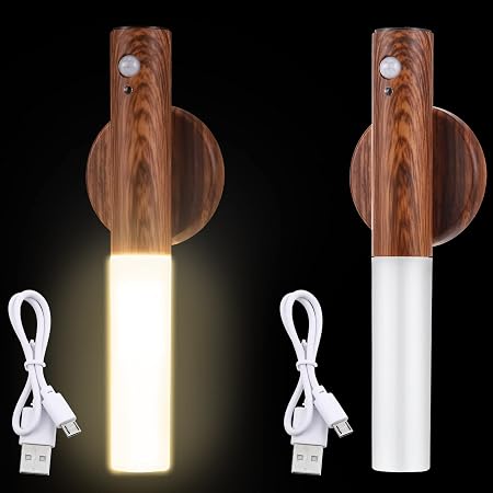 4Pcs LED Motion Sensor Night Light USB Rechargeable Magnet Body Sensor ...