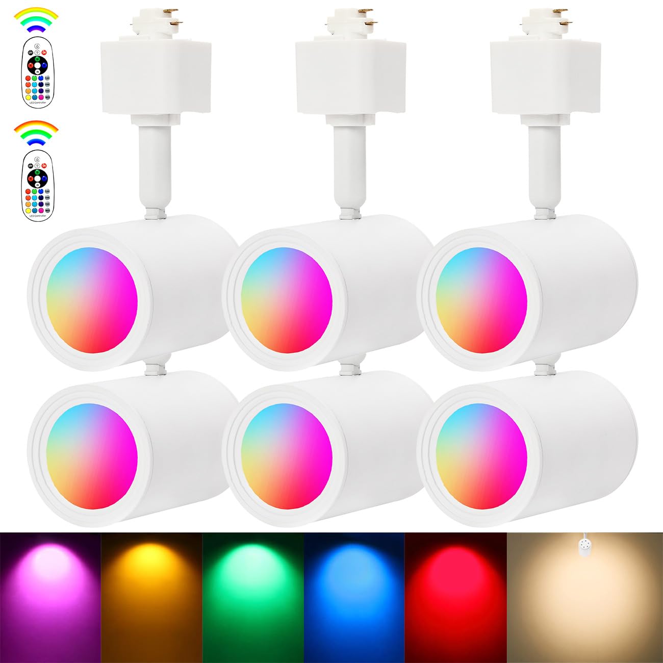 RGB Track Lights with Halo Effect, Remote Control, Multicolor Track ...