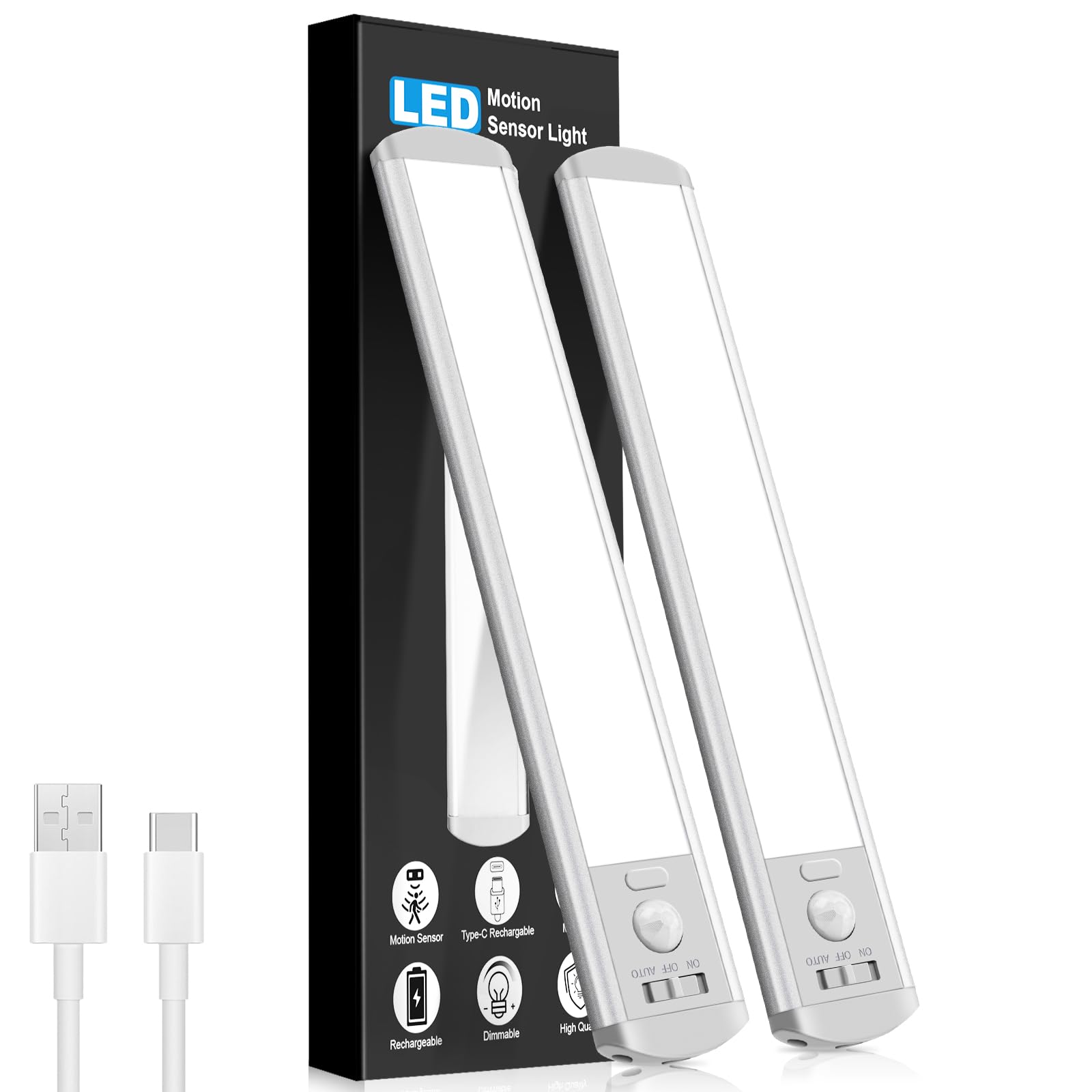 Under Cabinet Kitchen Lights,2 Pack of 6500K Motion Sensor Lights ...