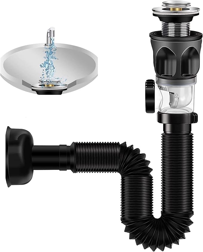ZINGKING Bathroom Sink Drain Kit, Universal Drain for Washbasin, with ...