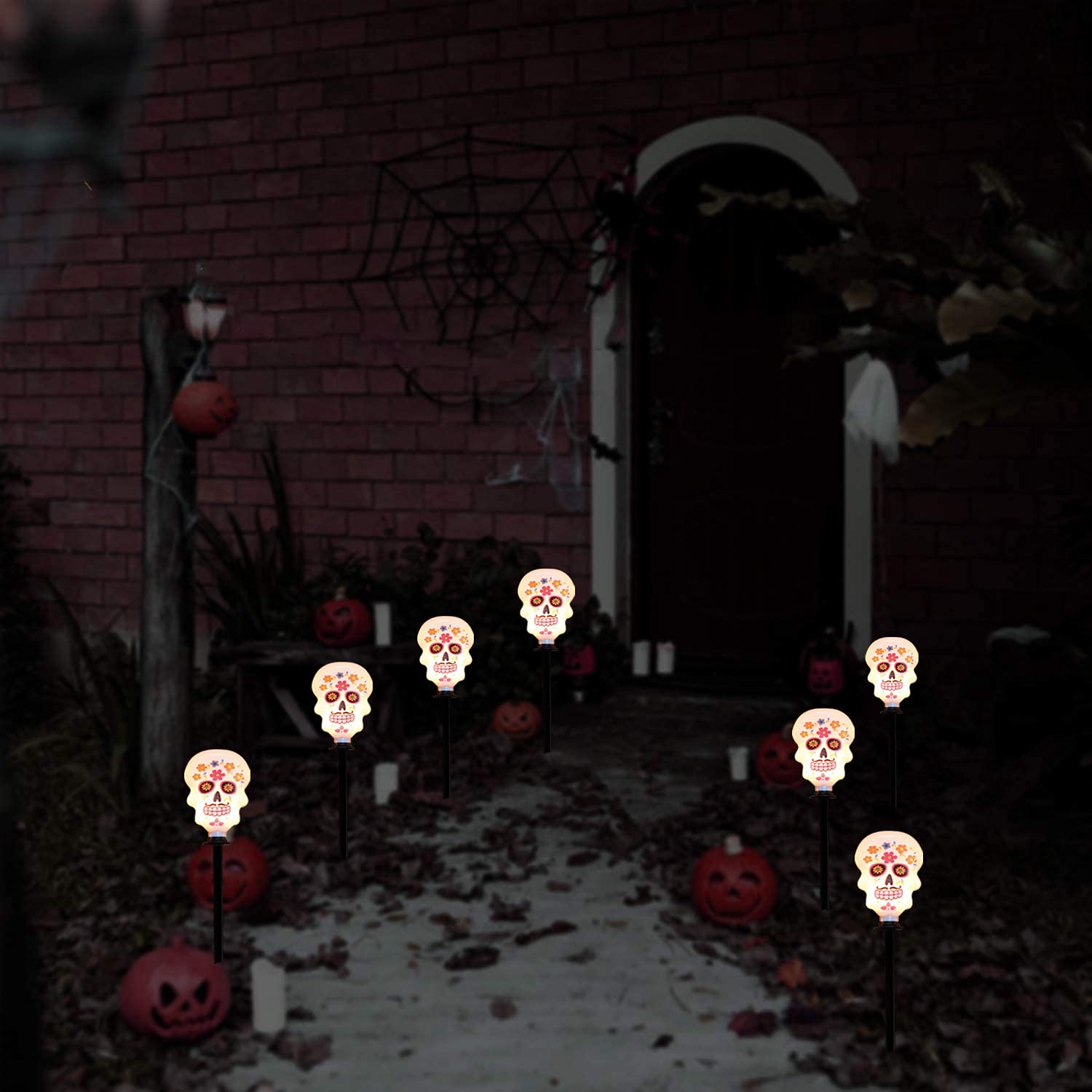 Skull Halloween Pathway Markers TOTALLY GHOUL Halloween 3 Skulls