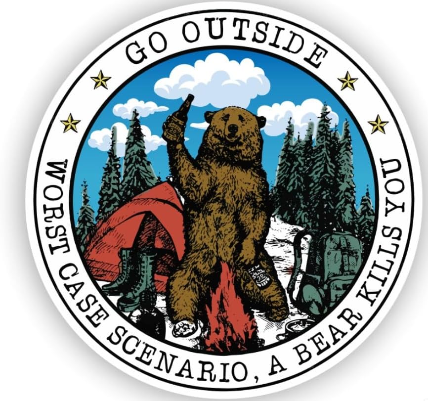 Amazon.com - Go Outside Worst Case Scenario A Bear Kills You Sticker ...