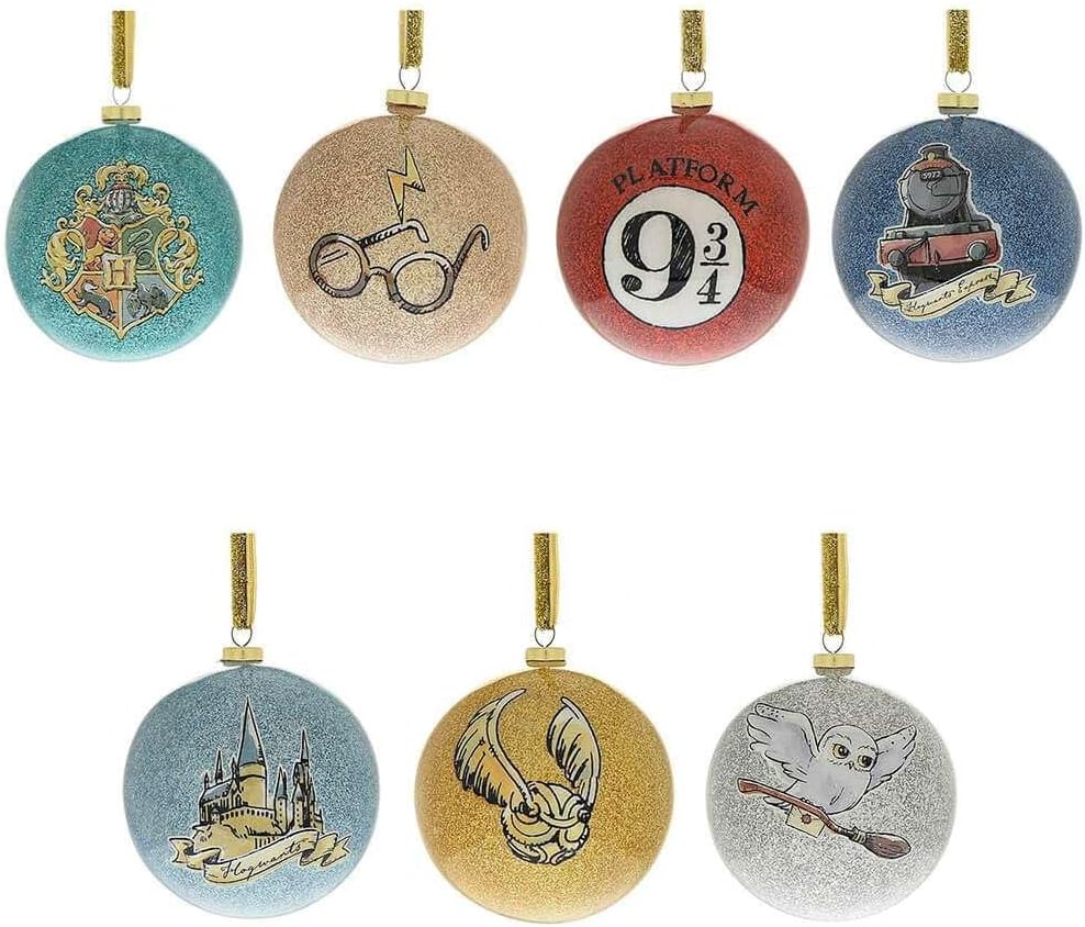 Widdop Harry Potter Charms Glitter Hanging Tree Baubles (Set of 7) with ...